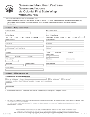 Fillable Online GUARANTEED INCOME ANNUITY WITHDRAWAL FORM Fax Email Print - pdfFiller
