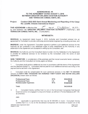 Fillable Online ADDENDUM NO. 44 TO THE AGREEMENT DATED AUGUST 3 ... Fax ...