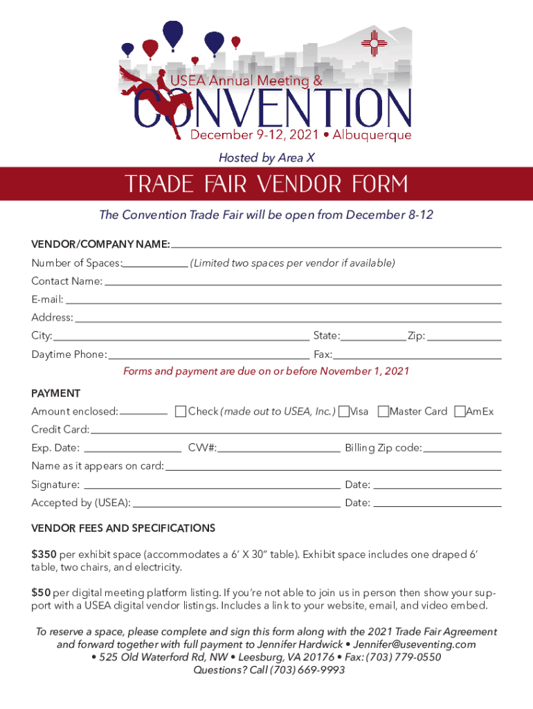 Fillable Online Vendor Trade Fair Rental Agreement : Sponsorship Fax ...