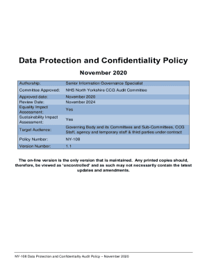 Fillable Online Data Protection and Confidentiality Policy - Happy ...