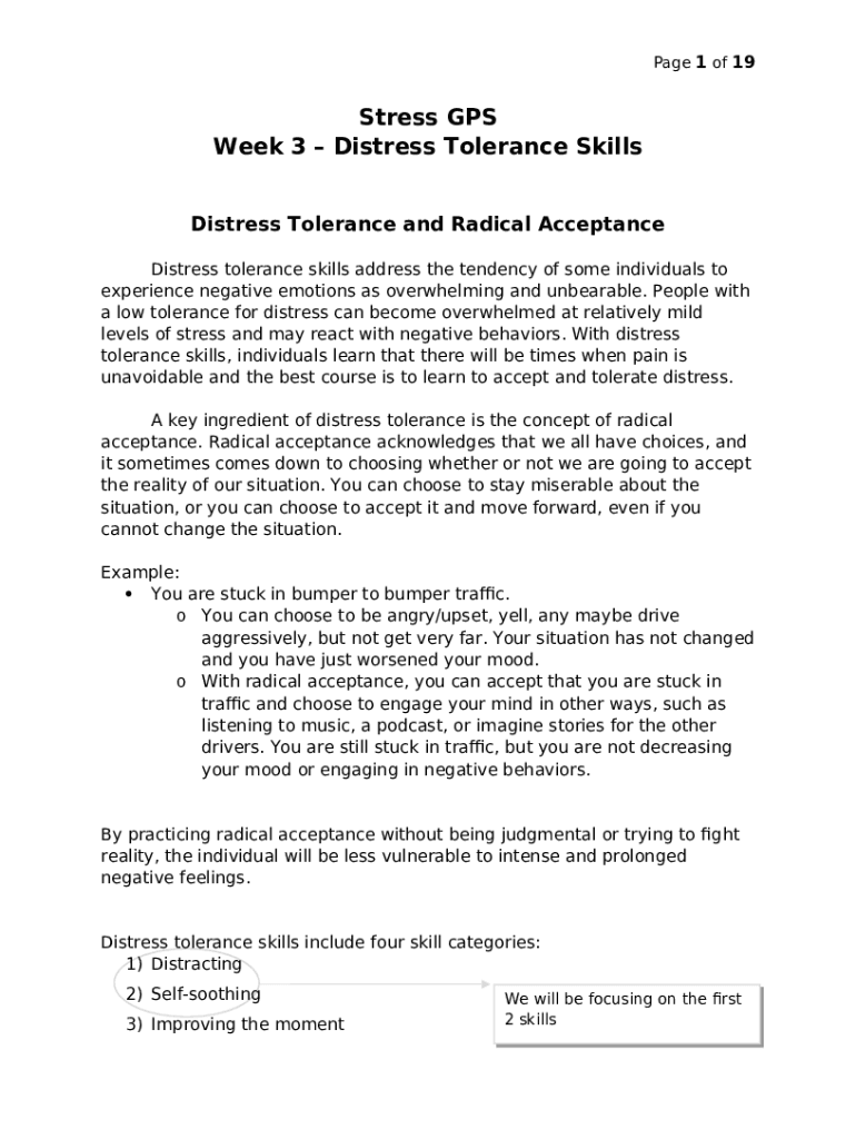 DBT Distress Tolerance Skills (Worksheet) - Therapist Aid Doc Template ...
