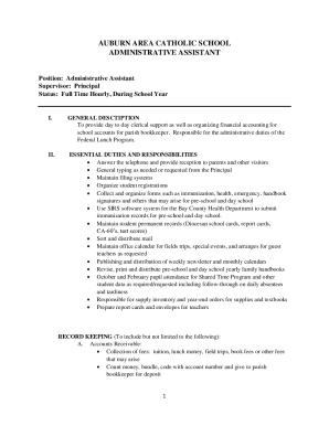 Fillable Online Position Description Administrative Assistant Mission ...