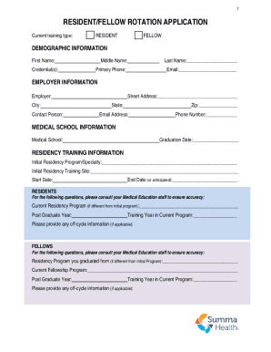 Fillable Online RESIDENT/FELLOW ROTATION APPLICATION - Summa Health Fax Email Print - pdfFiller