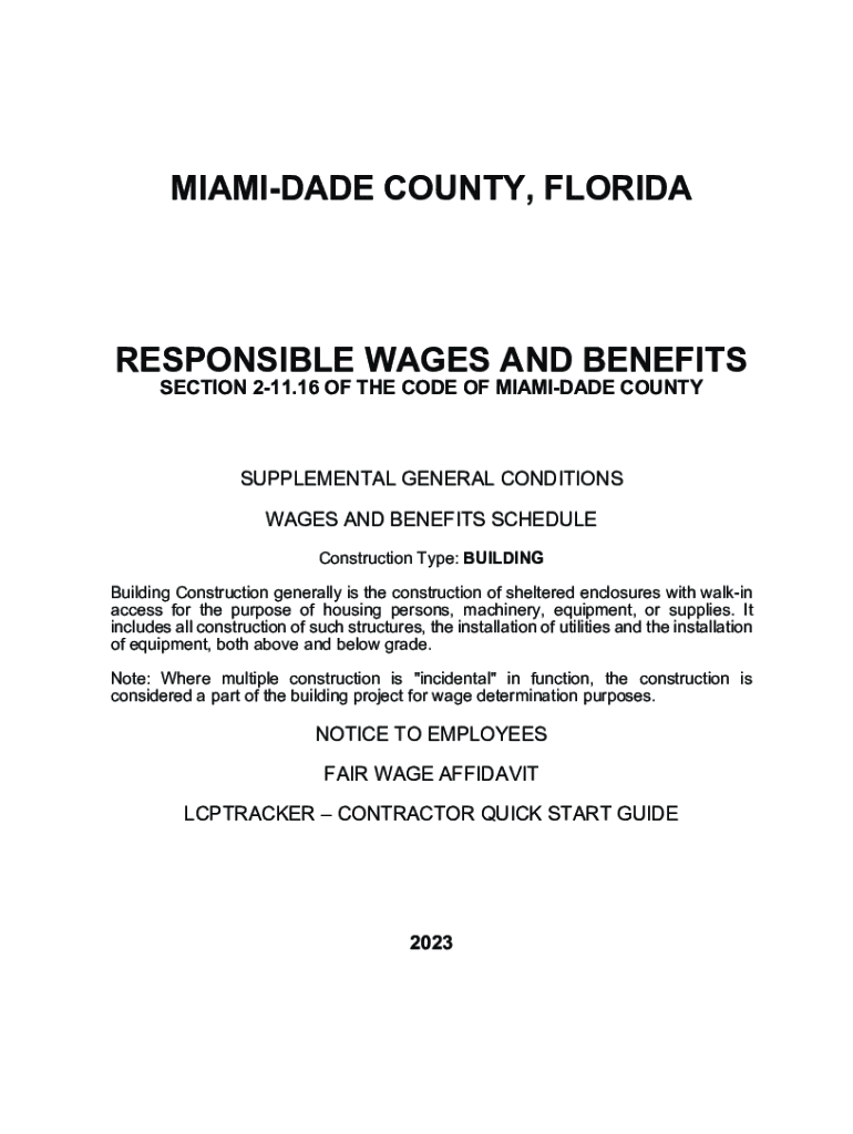 Fillable Online MIAMI-DADE COUNTY, FLORIDA RESPONSIBLE WAGES ... Fax ...