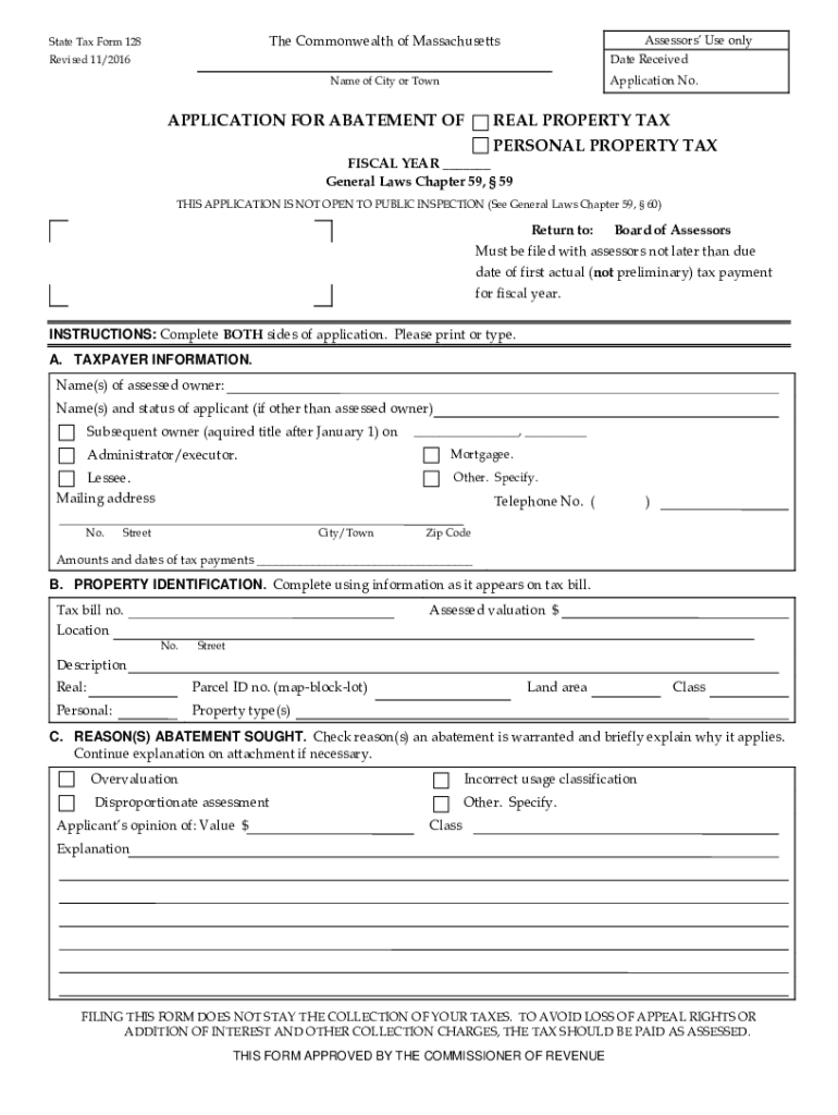 Fillable Online APPLICATION FOR ABATEMENT OF REAL ... - Oxford, MA Fax Email Print - pdfFiller
