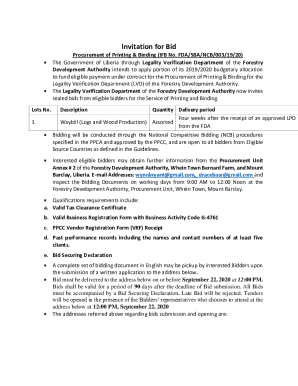 Fillable Online Invitation To Bid:Log Term Agreement (2 Lots: Lot 1 - UNGM Fax Email Print ...