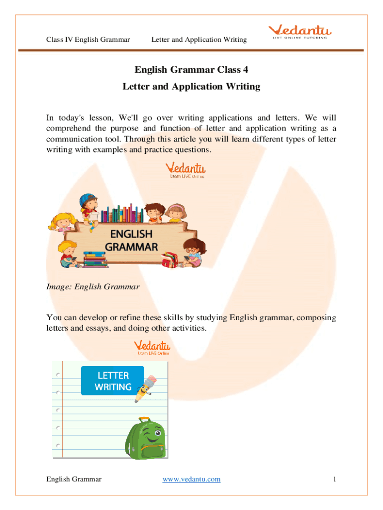 Fillable Online English Grammar Letter and Application Writing for ...