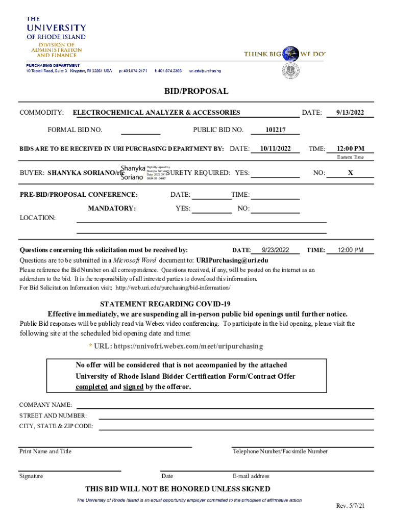 Fillable Online purchasing ri Bid - COVER SHEET REV 5-7-21 (29).xls Fax Email Print - pdfFiller