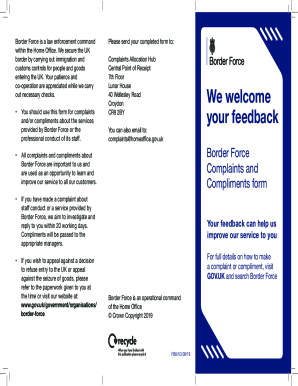 Fillable Online Border Force complaints and compliments form - GOV.UK ...
