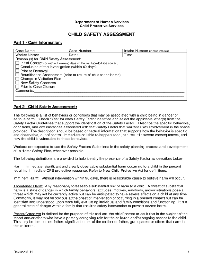 Fillable Online Child Safety Assessment 3-11.doc Fax Email Print ...