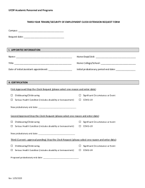 Fillable Online Third-Year Tenure/Security of Employment Extension ...