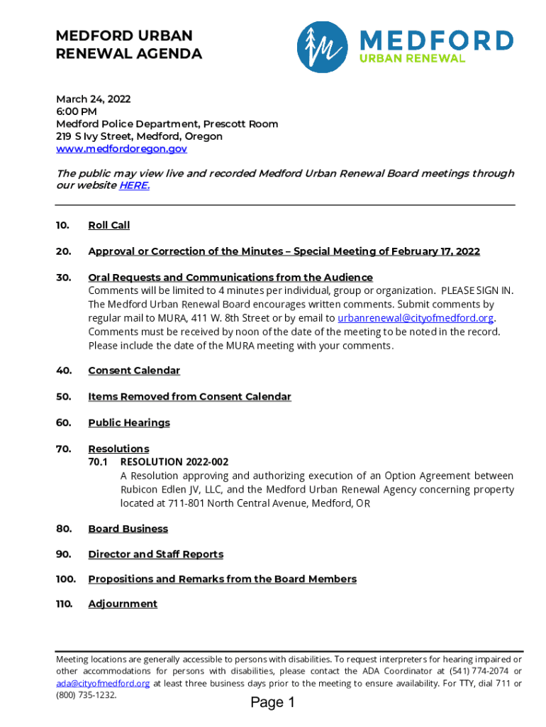 Fillable Online City Council Study Session - City of Medford Fax Email ...