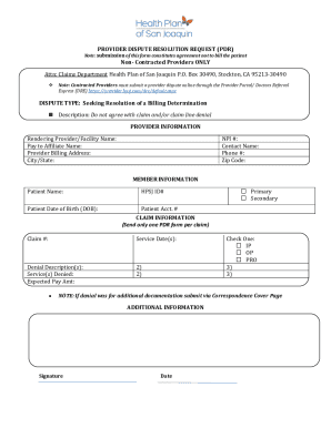 Fillable Online Recovery Request PDR Form - Health Plan of San Joaquin ...