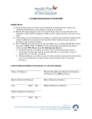 Fillable Online Claim for Damage Form - King Conservation District Fax ...