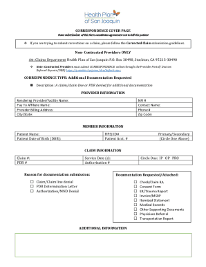 Fillable Online Corrected Claim - Standard Cover Sheet - Premera Blue ...