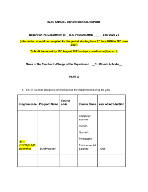 Fillable Online IQAC ANNUAL DEPARTMENTAL REPORT Fax Email Print - pdfFiller
