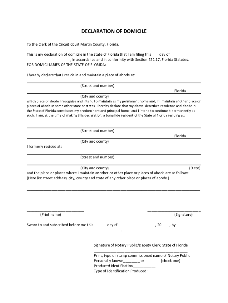 Fillable Online What Is a 'Declaration of Domicile' and How Does It ...