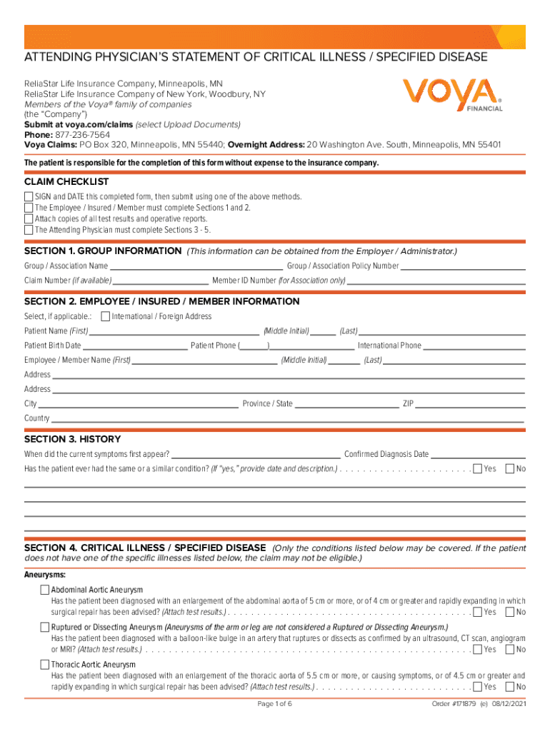 Fillable Online Attending Physician's Statement of Critical Illness ...