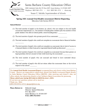 Fillable Online Oral Health Assessment Form - SCHOOLinSITES Fax Email ...