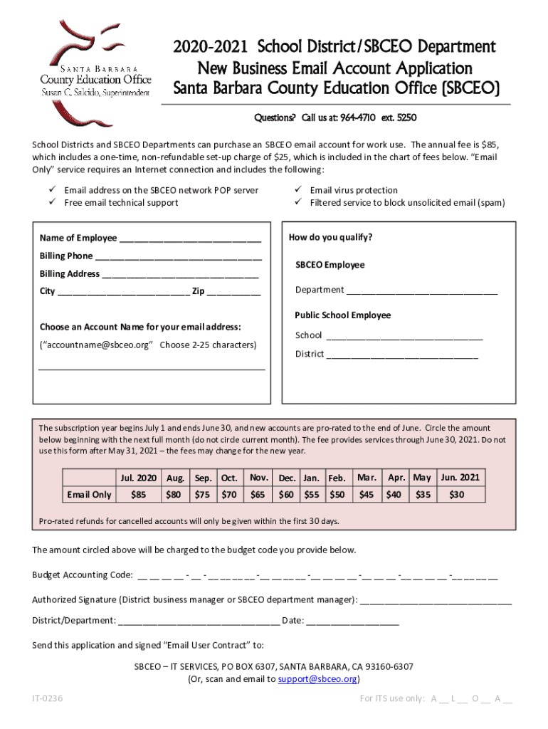 Fillable Online 2020-21 School District/SBCEO Dept. New Business Email ...