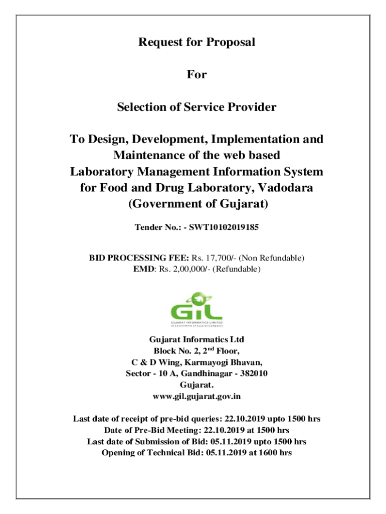 Fillable Online gil gujarat gov request for proposal - Gujarat ...