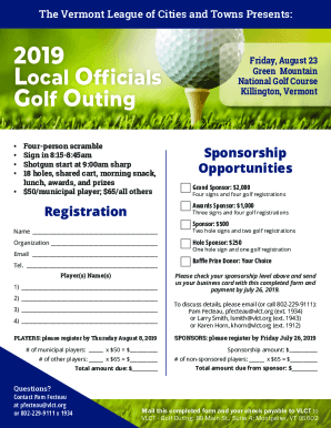 Fillable Online VLCT Local Officials Golf Outing Registration Form Fax ...