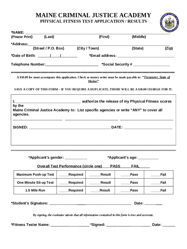 maine criminal justice academy physical fitness test ... Doc Template ...