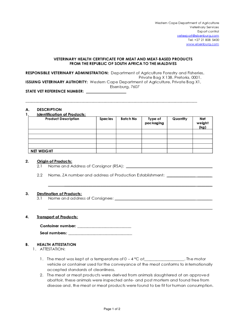 Fillable Online MOVEMENT CERTIFICATE FOR MEAT AND MEAT ... Fax Email ...