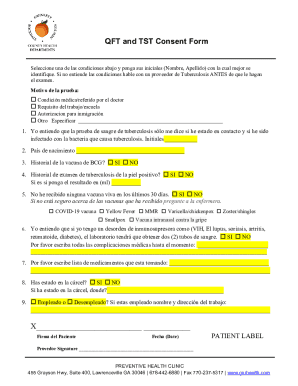 Fillable Online QFT and TST Consent Form - GNRHealth Fax Email Print ...