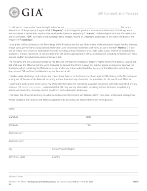 Fillable Online GIA Consent and Release Form. GIA Consent and Release ...