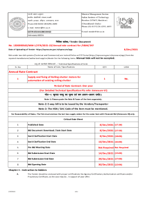 Fillable Online Annual Rate Contract - Material Management - IIT ...