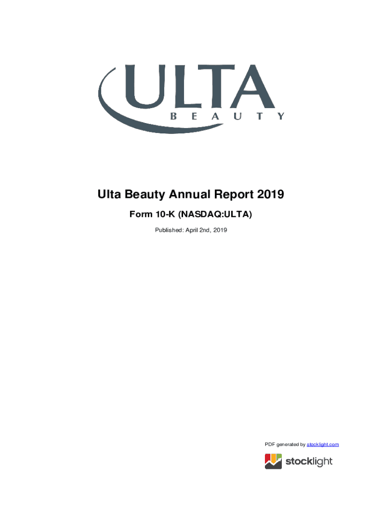 Fillable Online Ulta Beauty (ULTA) Financial Statements - Cash Flow Fax ...