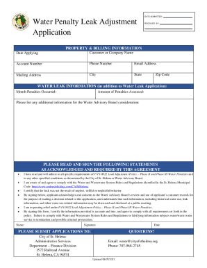 Fillable Online Water Penalty Leak Adjustment Application - City of St ...