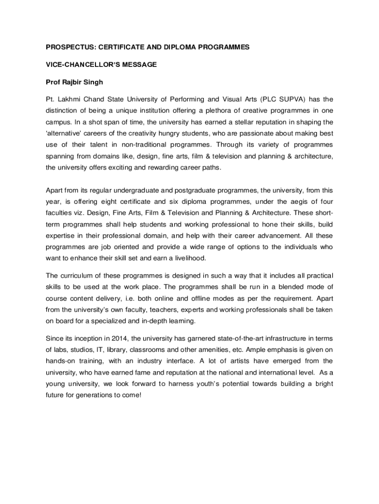 Fillable Online Prospectus Certificate and Diploma Courses.pdf Fax ...