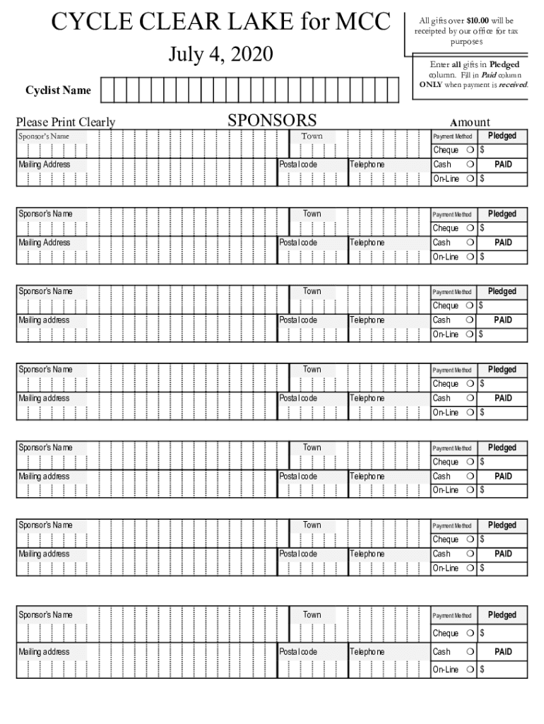 Fillable Online C CYCLE CLEAR LAKE for MCC Fax Email Print - pdfFiller