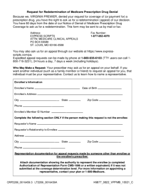 Fillable Online Part D Redetermination Request (Appeal) Form Fax Email ...