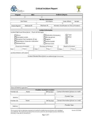 Fillable Online Critical Incident Form11092021. Critical Incident ...