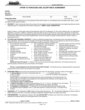 Fillable Online Offer to Purchase and Acceptance Agreement Fax Email ...
