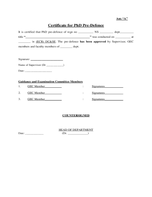 Fillable Online Certificate for PhD Pre-Defence - NUST EME Fax Email ...