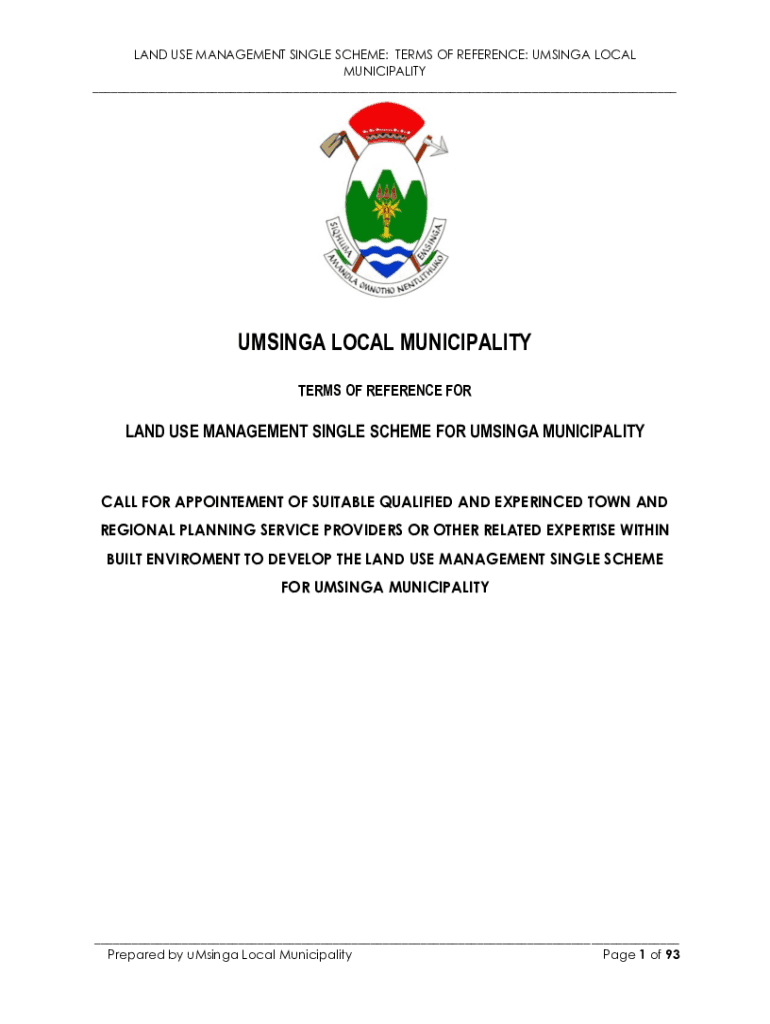 Fillable Online Land Use Management Single Scheme: Terms of Reference Fax Email Print - pdfFiller