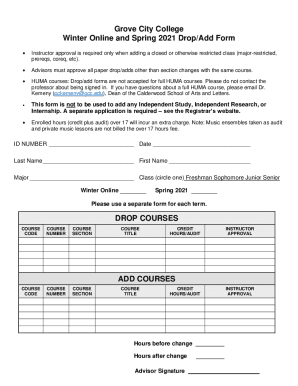 Fillable Online Grove City College Fall 2022 Drop/Add Form Fax Email ...