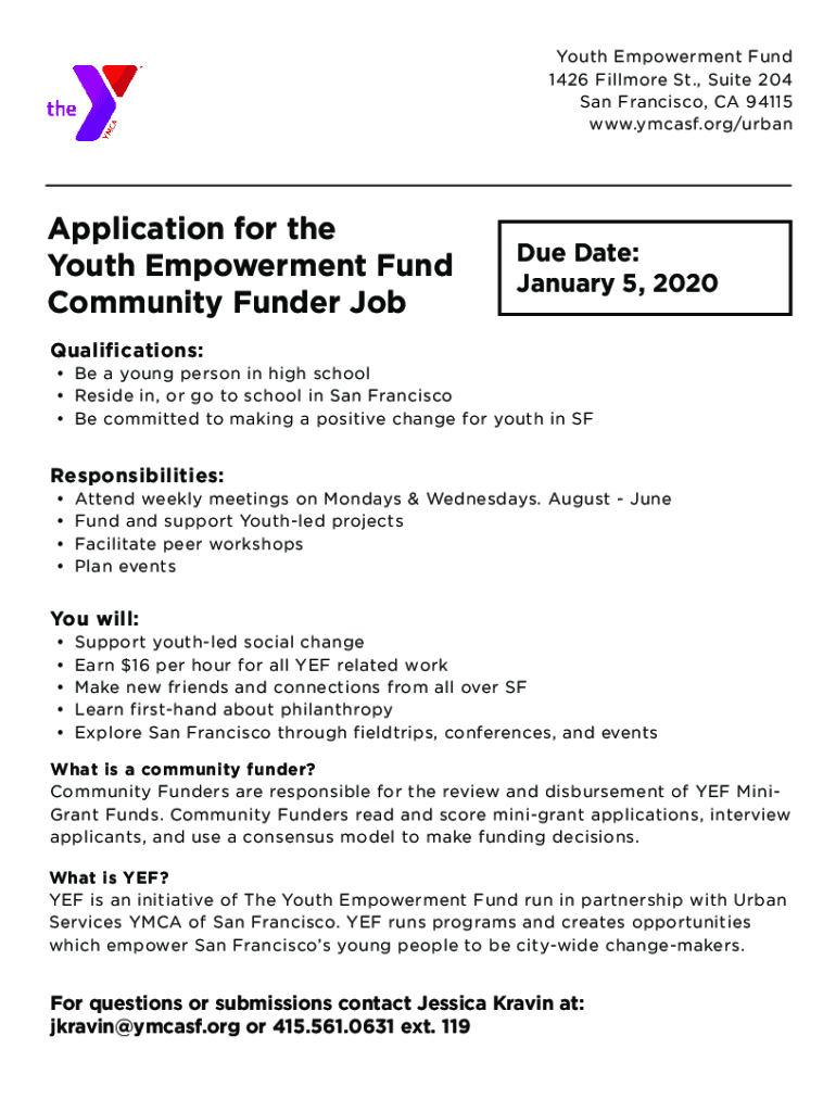 Fillable Online Application for the Youth Empowerment Fund Community ...