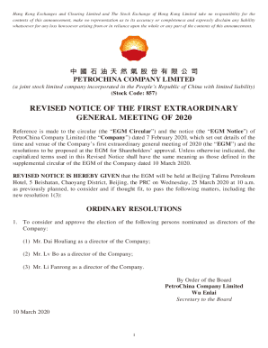 Fillable Online REVISED NOTICE OF THE FIRST EXTRAORDINARY ... Fax Email ...