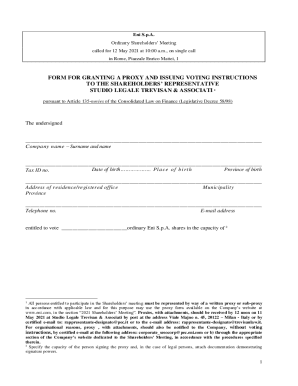 Fillable Online Proxy Form Designated Representative art. 135-novies ...