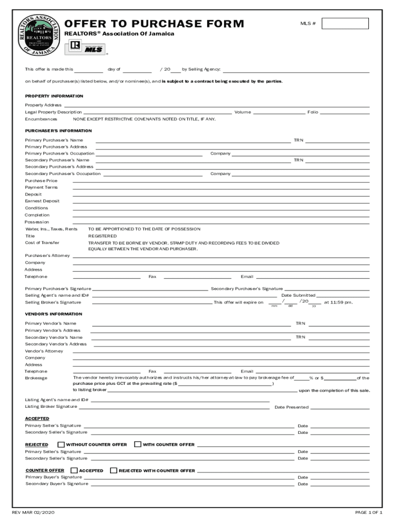 Fillable Online BLANK-OFFER-TO-PURCHASE-FORM.pdf Fax Email Print ...