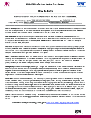 Fillable Online GEORGIA PTA Reflections Student Submission Entry Form ...