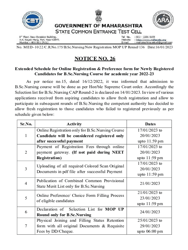 Fillable Online Notice No.26 Extended Schedule for Online Registration ...