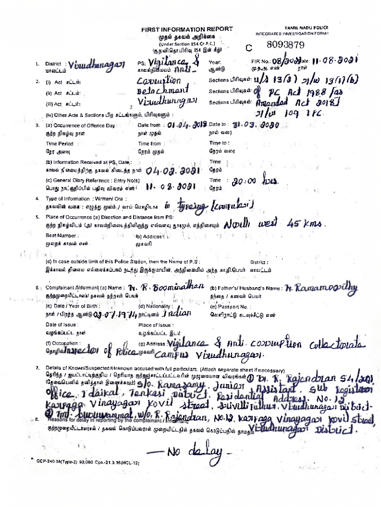 Fillable Online Section 154 And 156(3) of Code of Criminal Procedure ...