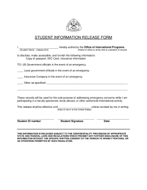 Fillable Online Authorization to Release Information: FERPA Release Form Fax Email Print - pdfFiller