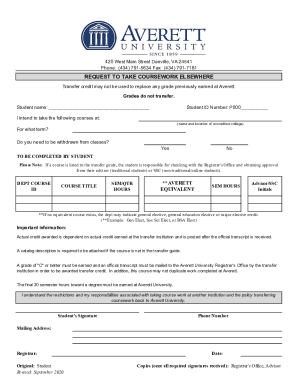 Fillable Online Form - Petition to Take Coursework Elsewhere (2020).xls-Read-Only-Compatibility ...